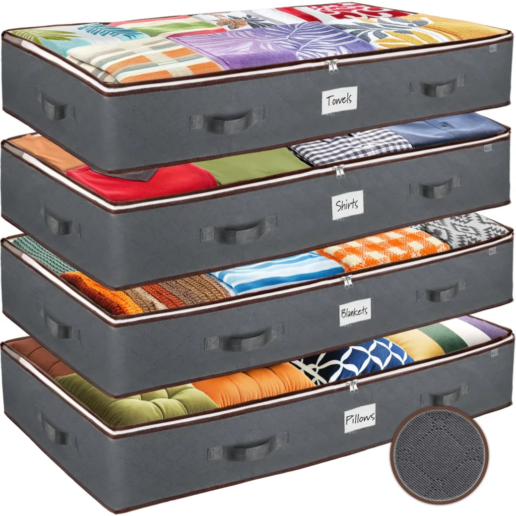 Under Bed Storage Bins - Pack Of 4 Under The Bed Storage Containers For ...